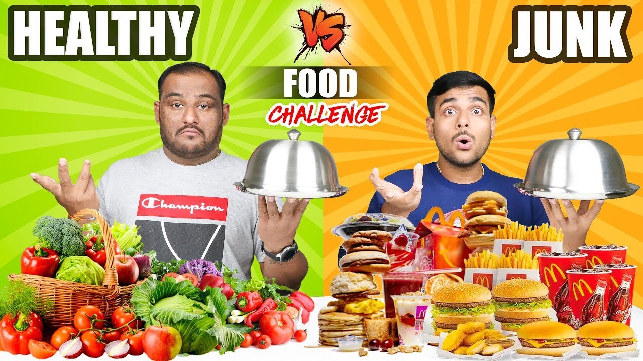 HEALTHY VS JUNK FOOD EATING CHALLENGE | Burger & Pizza Eating ...